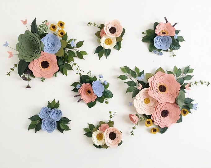 Large Scale Wallflower Set Large Wallflowers Large Flowers Felt Flowers ...