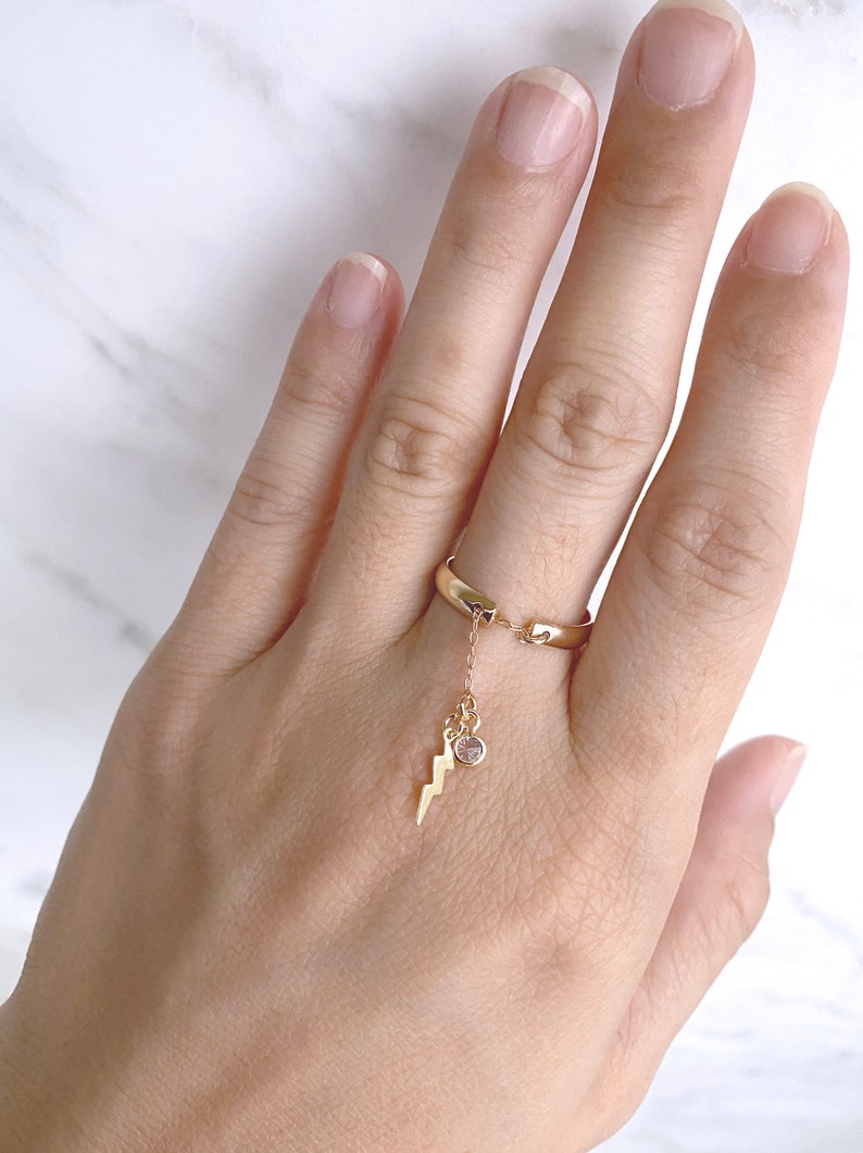 Gold Filled Dangle Ring With Charms Cubic Zirconia CZ - Etsy