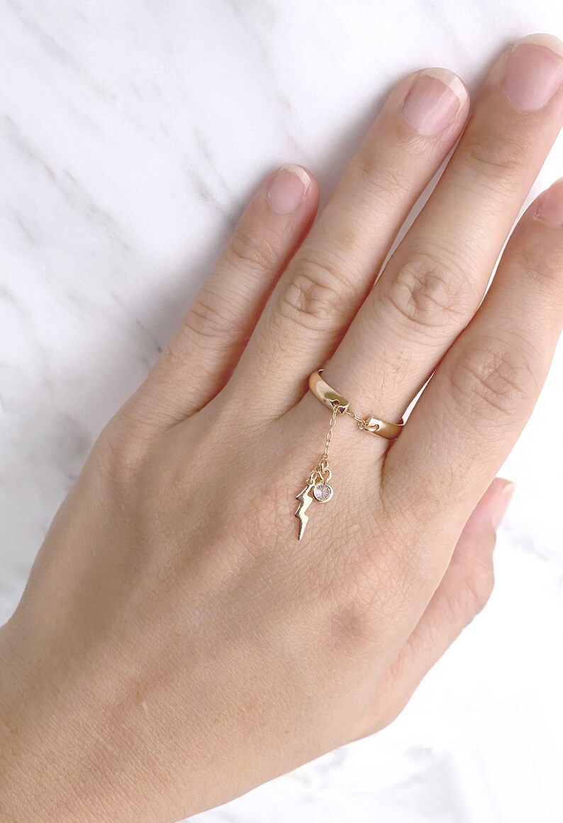 Gold Filled Dangle Ring With Charms Cubic Zirconia CZ - Etsy