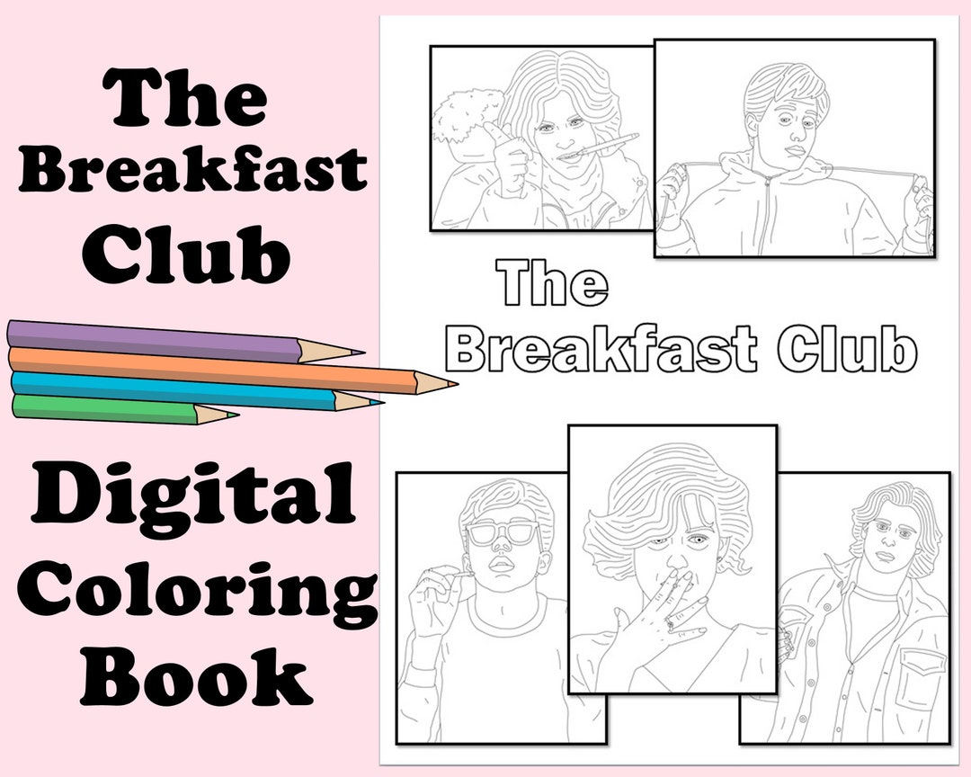 The Breakfast Club Coloring Book // Instant Printable Digital PDF ...