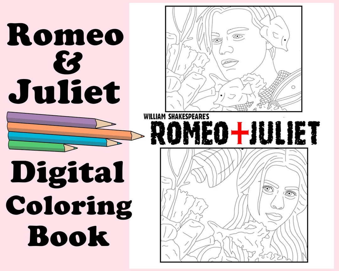 Romeo and Juliet Digital Coloring Book // Instant Print PDF, Indoor ...