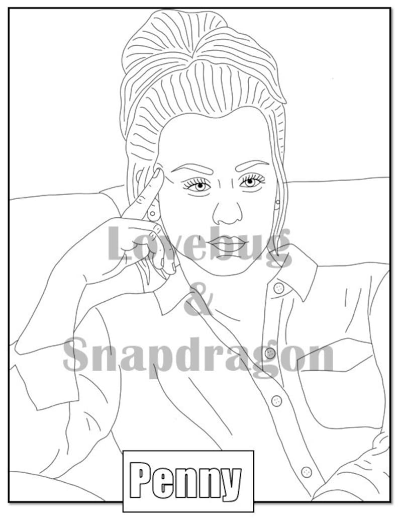 Big Bang Theory Coloring Book: Hand-drawn Character Pages (printable ...