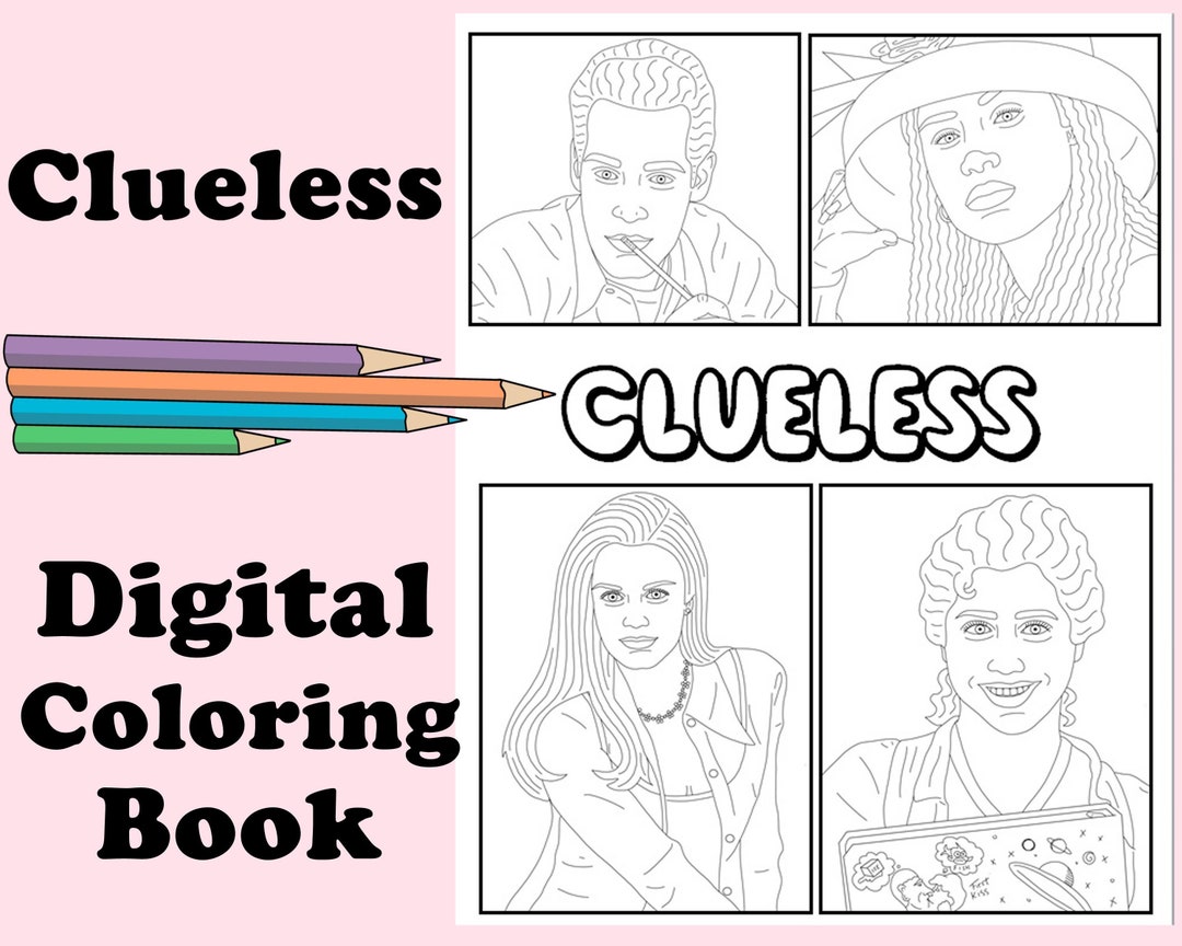 Clueless Digital Coloring Book // Instant Print Digital PDF, Travel ...