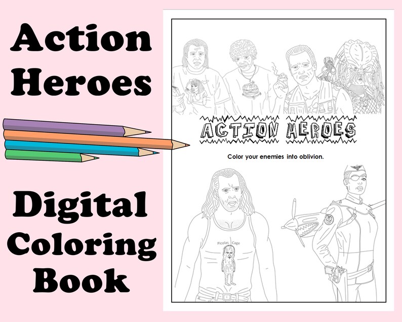 Action Heroes Digital Coloring Book // Instant Print PDF - Etsy