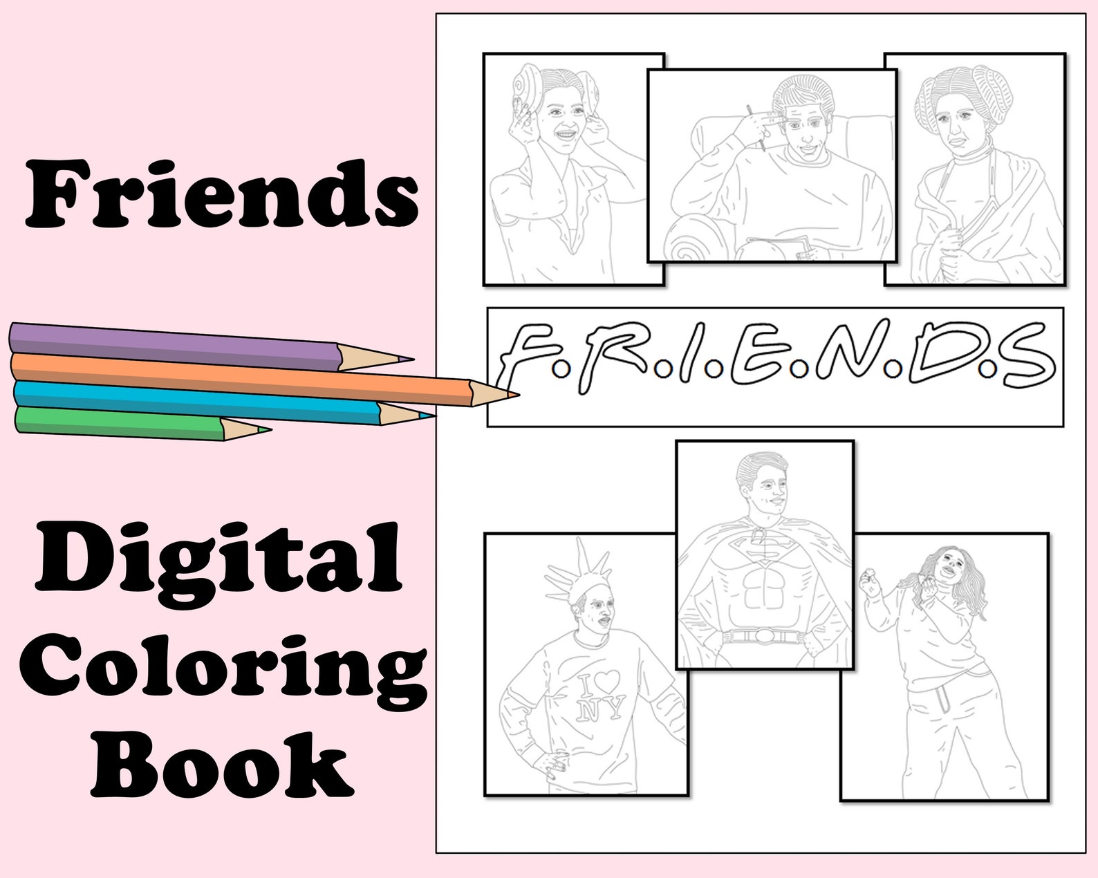 Friends Digital Coloring Book // Instant Print PDF Indoor - Etsy Australia