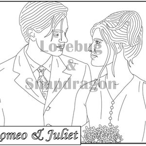 Romeo and Juliet Digital Coloring Book // Instant Print PDF, Indoor ...