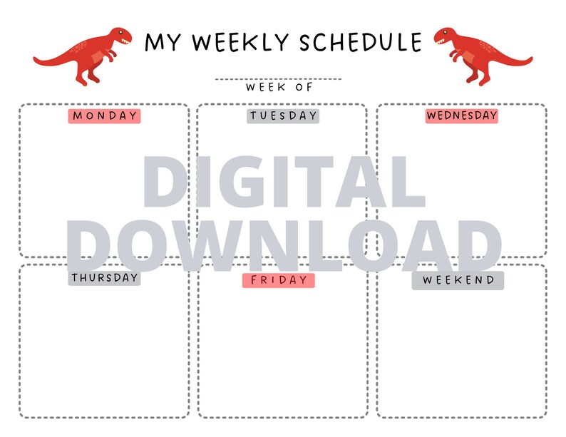 Weekly Planner for Kids - Dinosaur Theme - Etsy