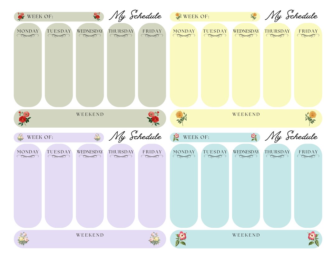 Antique Flowers Weekly Planner, Vintage Planner, Flower Planner, Weekly ...