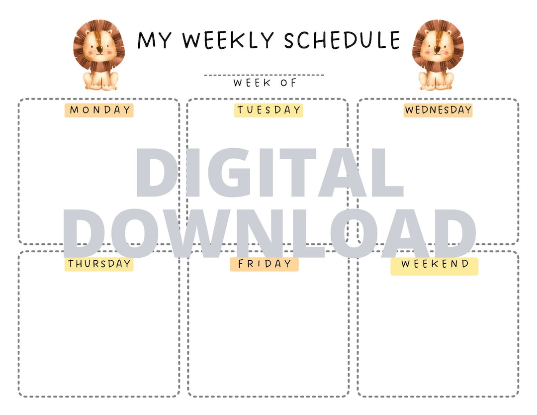 Weekly Planner for Kids - Animal Theme - Etsy
