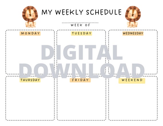 Weekly Planner for Kids Animal Theme - Etsy