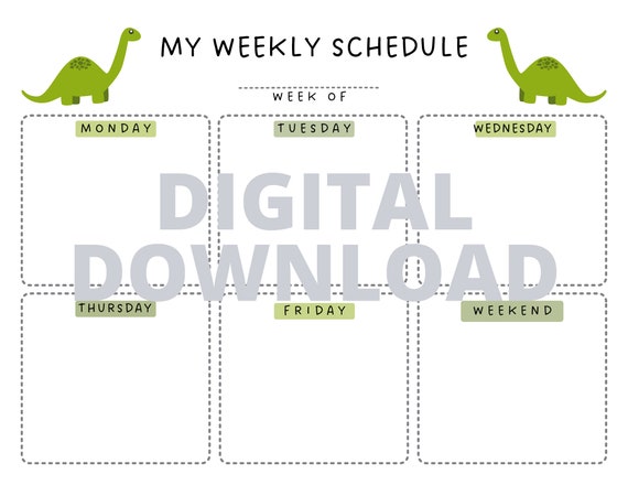 Weekly Planner for Kids Dinosaur Theme - Etsy