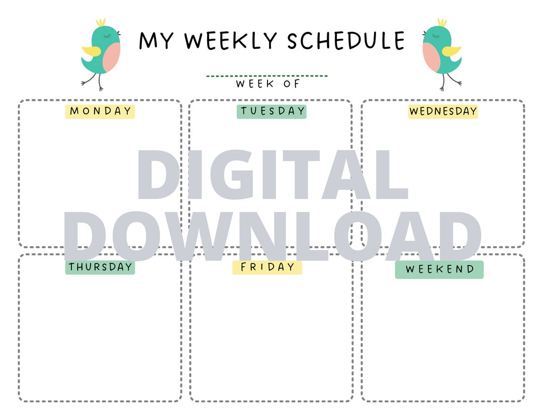 Weekly Planner for Kids - Spring Theme - Etsy