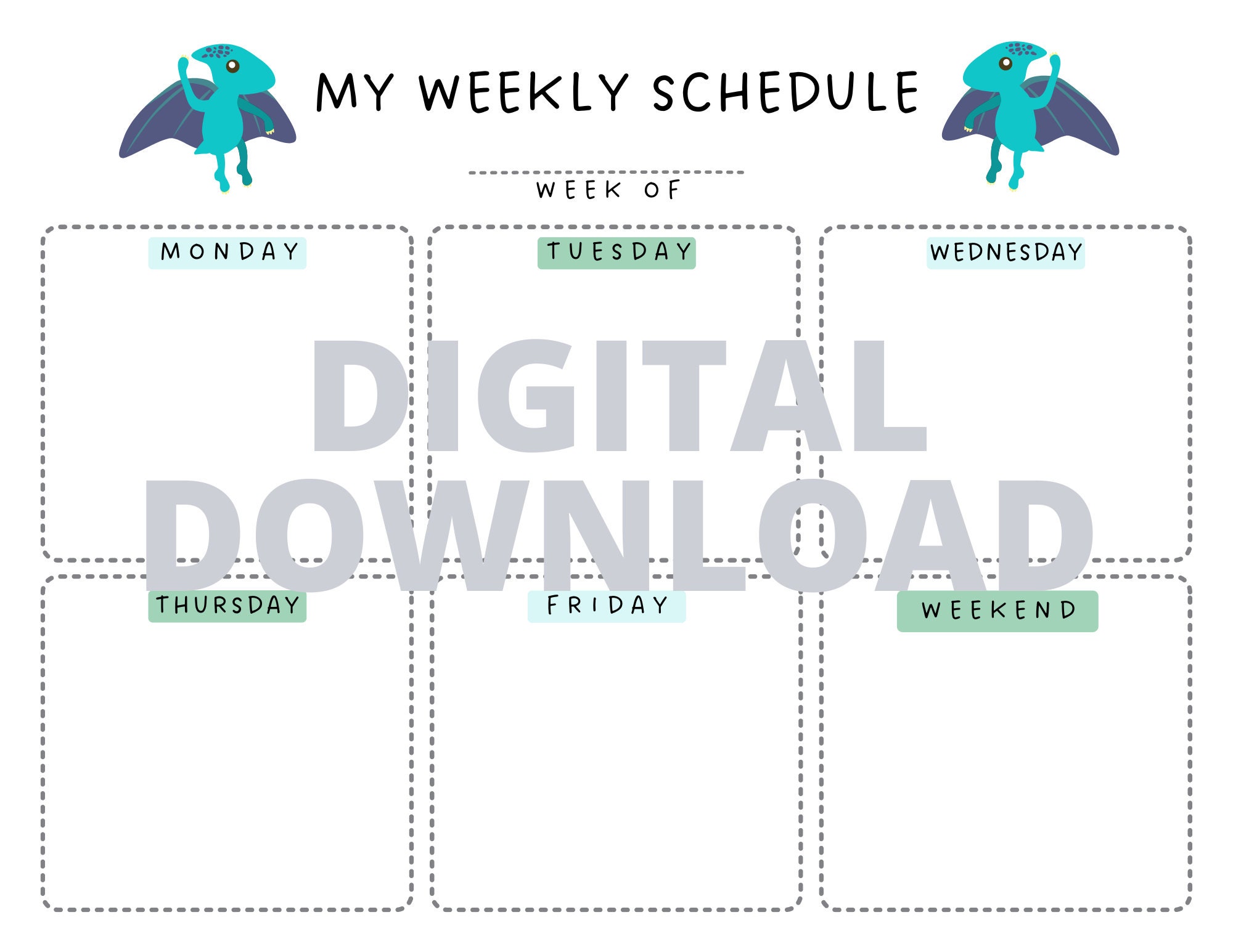 Weekly Planner for Kids - Dinosaur Theme - Etsy