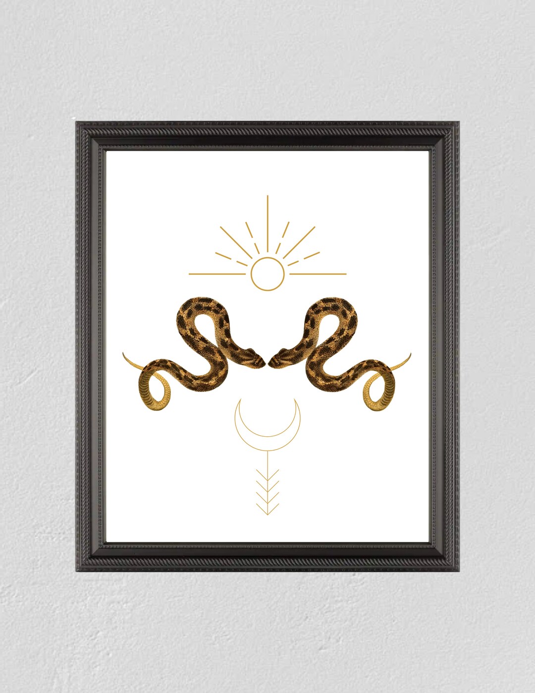 Vintage Snake Poster, Sun and Moon Snake Print, Celestial Snake Print ...
