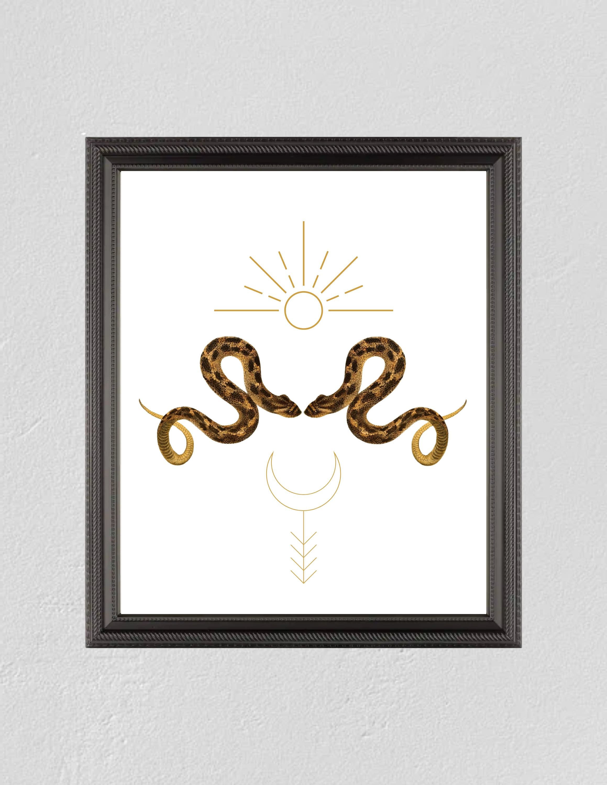 Vintage Snake Poster, Sun and Moon Snake Print, Celestial Snake Print ...