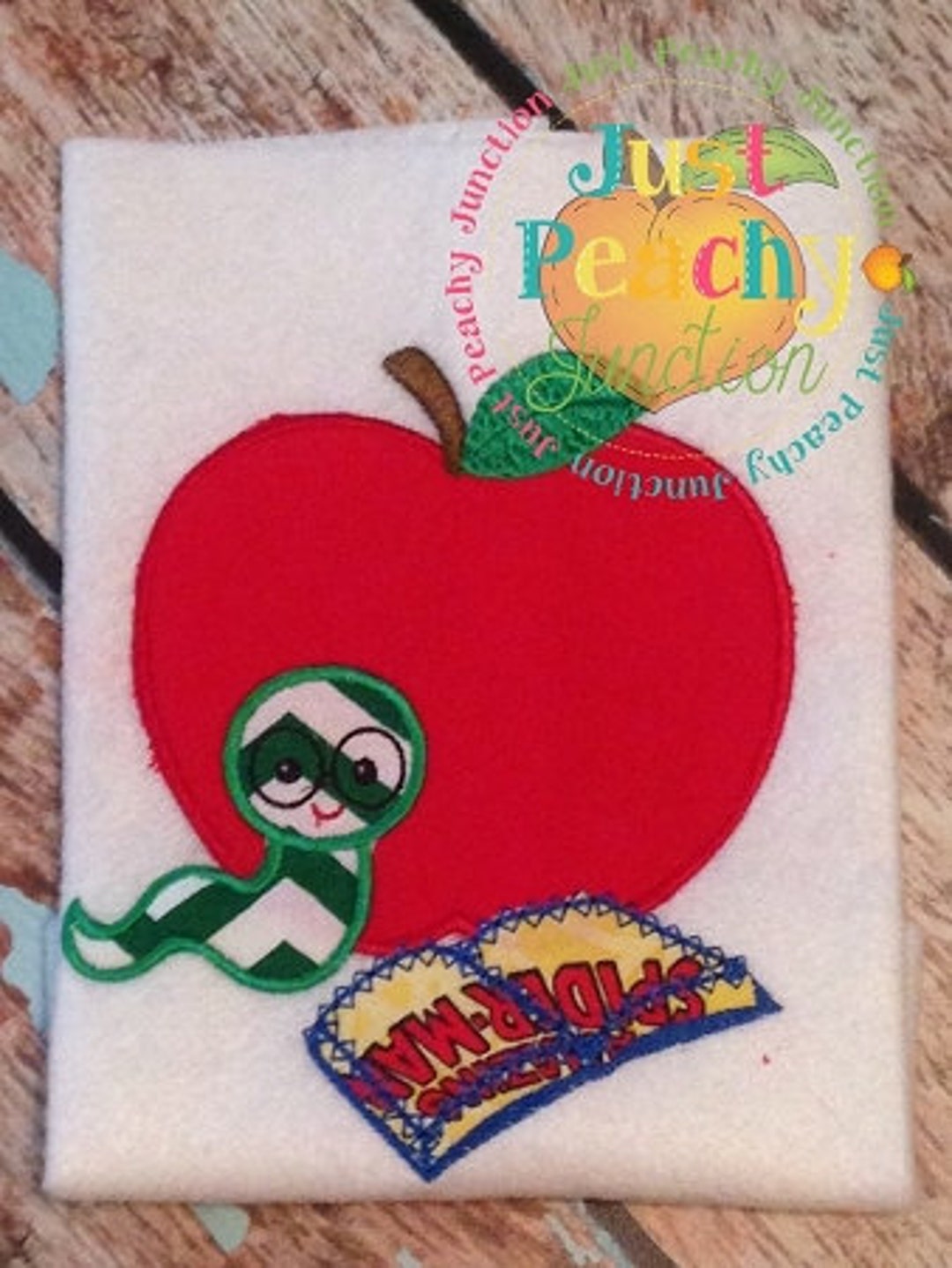 B2S Bookworm Apple Applique Frame Machine Embroidery Design - Etsy España