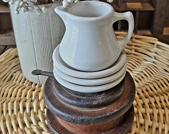 Chunky Butter Pat With Creamer Vignette, 3 White Rolled Edge Pats ...