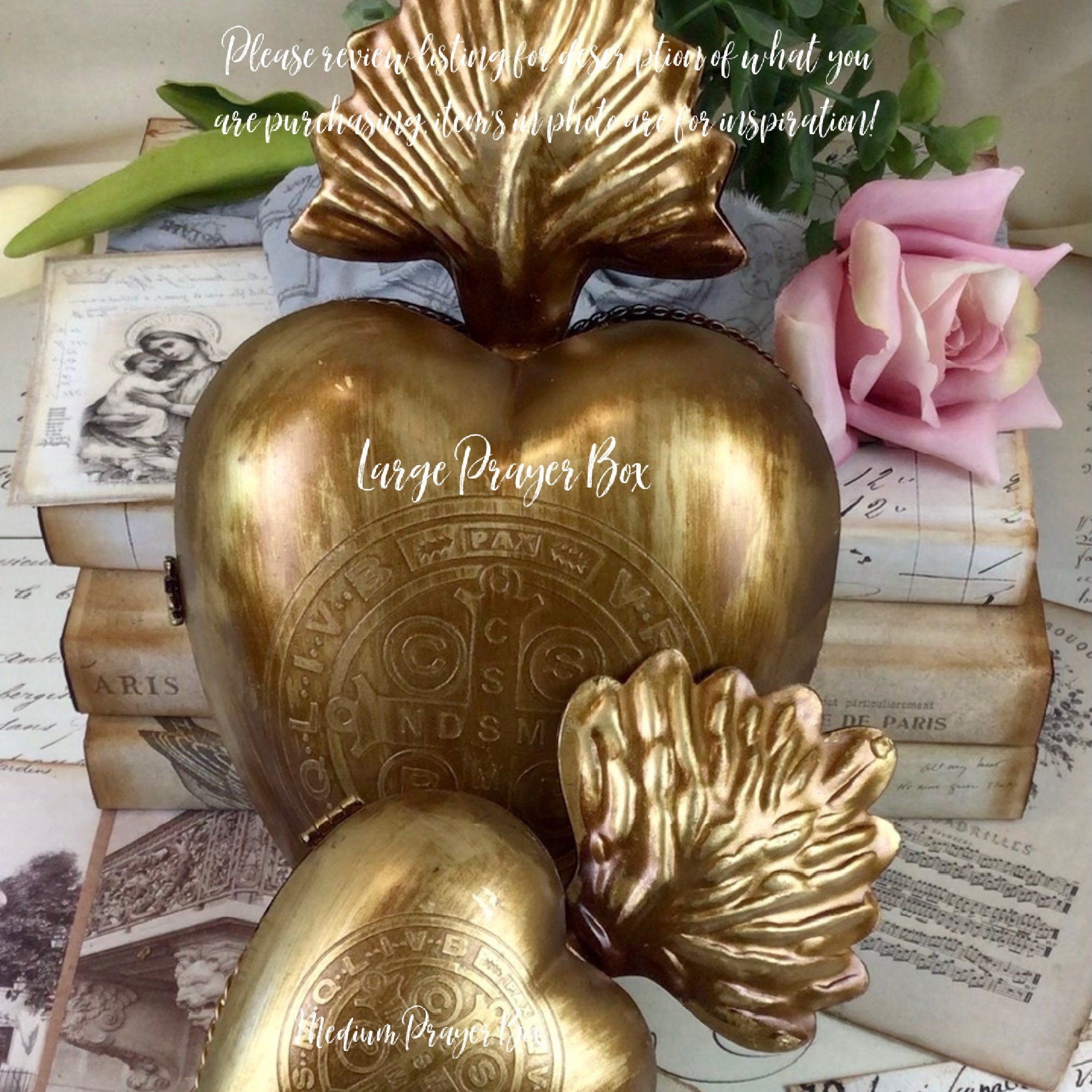 Sacred Heart Medium Prayer Box No. 2, Latin VADE RETRO SATANA, Gold ...