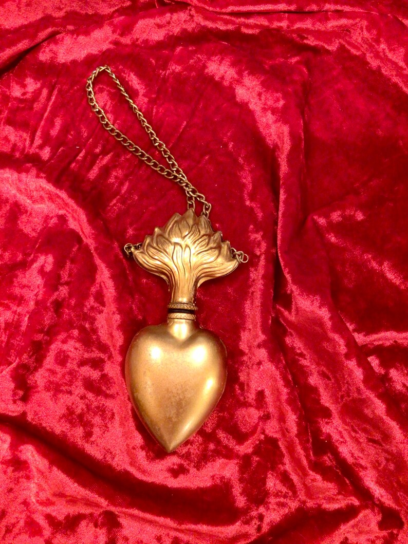 Gold Sacred Flaming Heart Decanter Style Urn With Chain Gold - Etsy