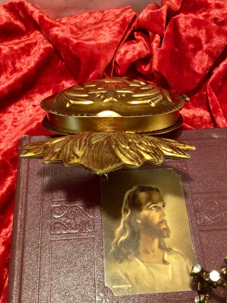 Sacred Heart Large Embossed Prayer Box or Rosary Box in Gold | Etsy