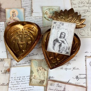 Sacred Heart Large Embossed Prayer Box or Rosary Box in Gold Antique ...