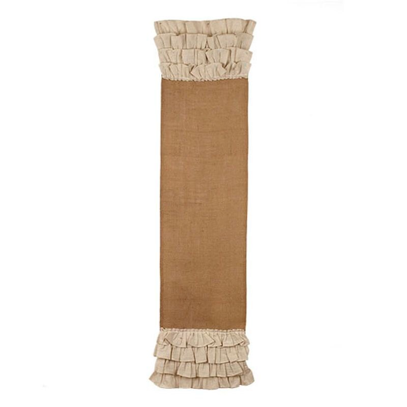 Table Runner 54 Inches in length Burlap-Jute Muslin Crean Multi Ruffled