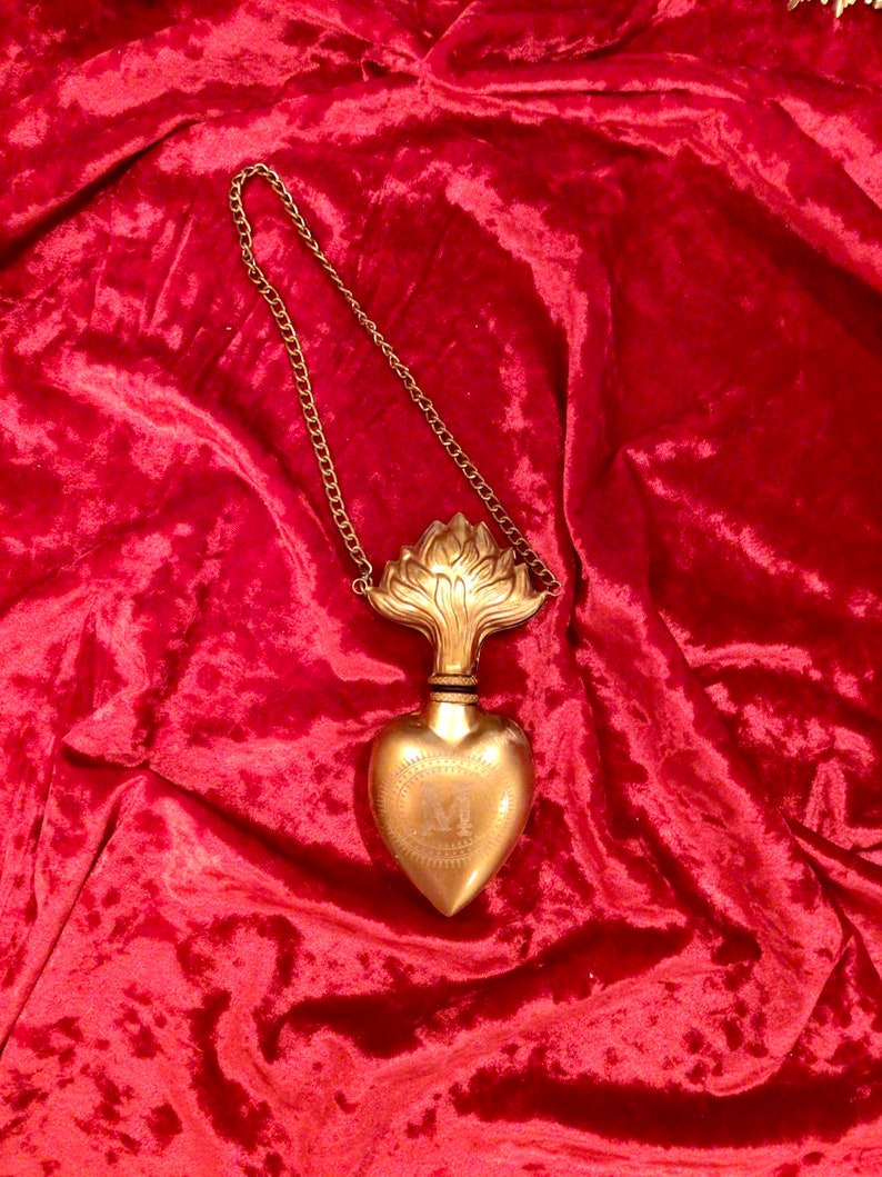 Gold Sacred Flaming Heart Decanter Style Urn With Chain Gold - Etsy