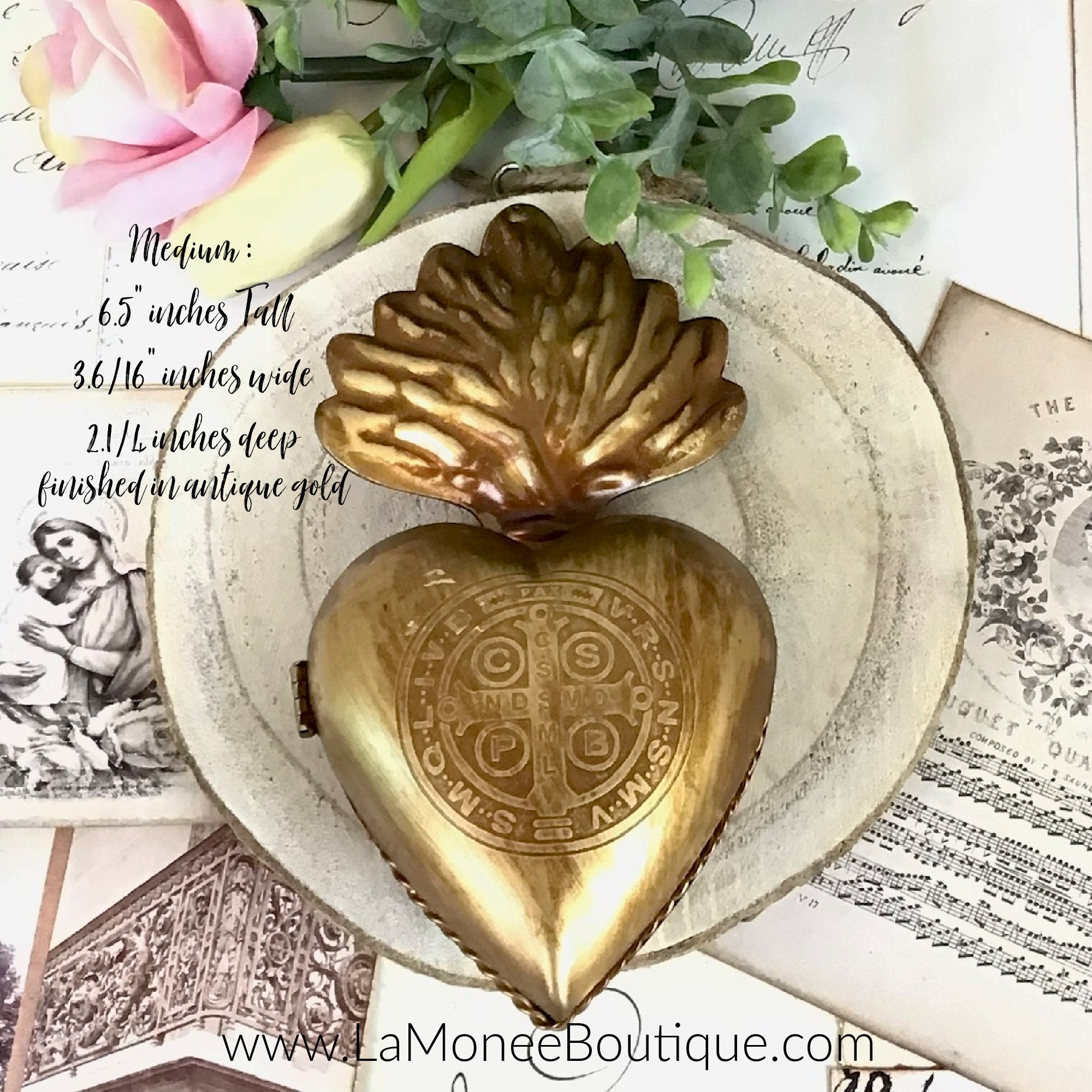 Sacred Heart Medium Prayer Box No. 2, Latin VADE RETRO SATANA, Gold ...