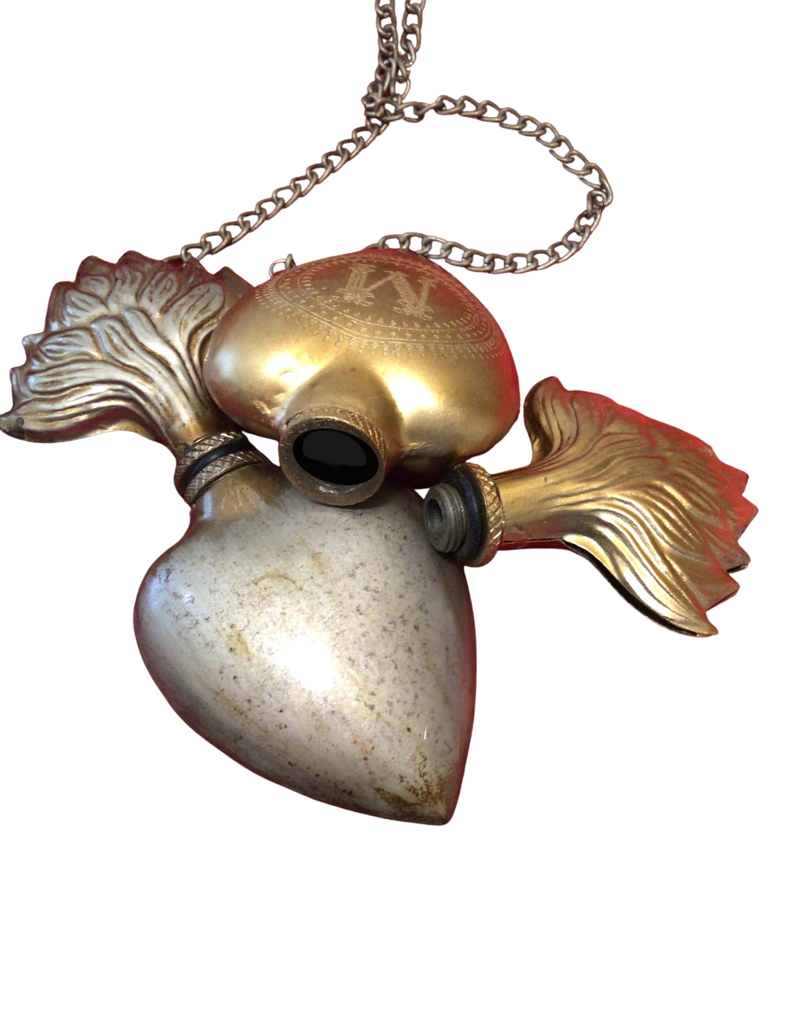 Gold Sacred Flaming Heart Decanter Style Urn With Chain Gold - Etsy