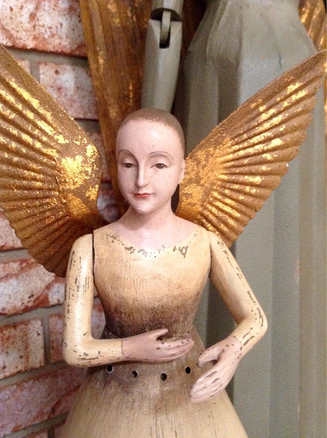 Angel with tin skirt and removable tin wings small reproduction Santos ...