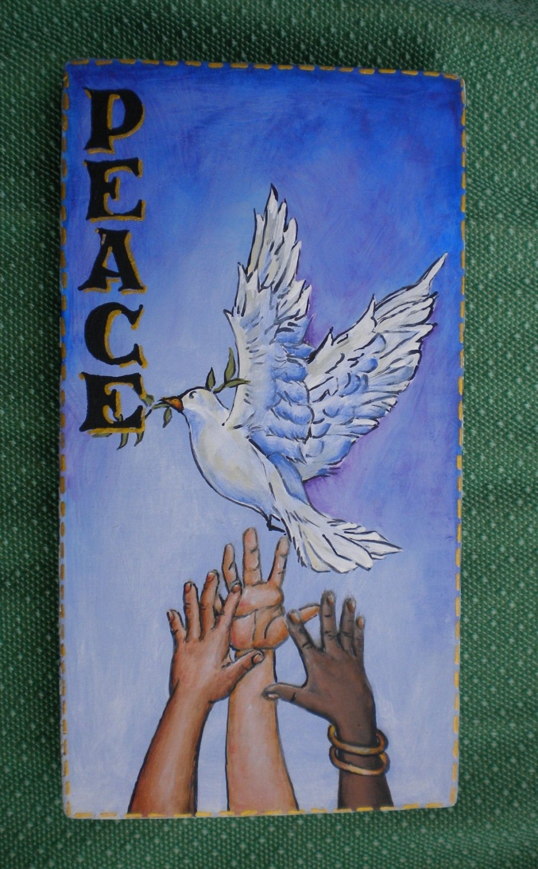 Peace // Handpainted Whimsical Wooden Blocks // Hand Painted // White ...