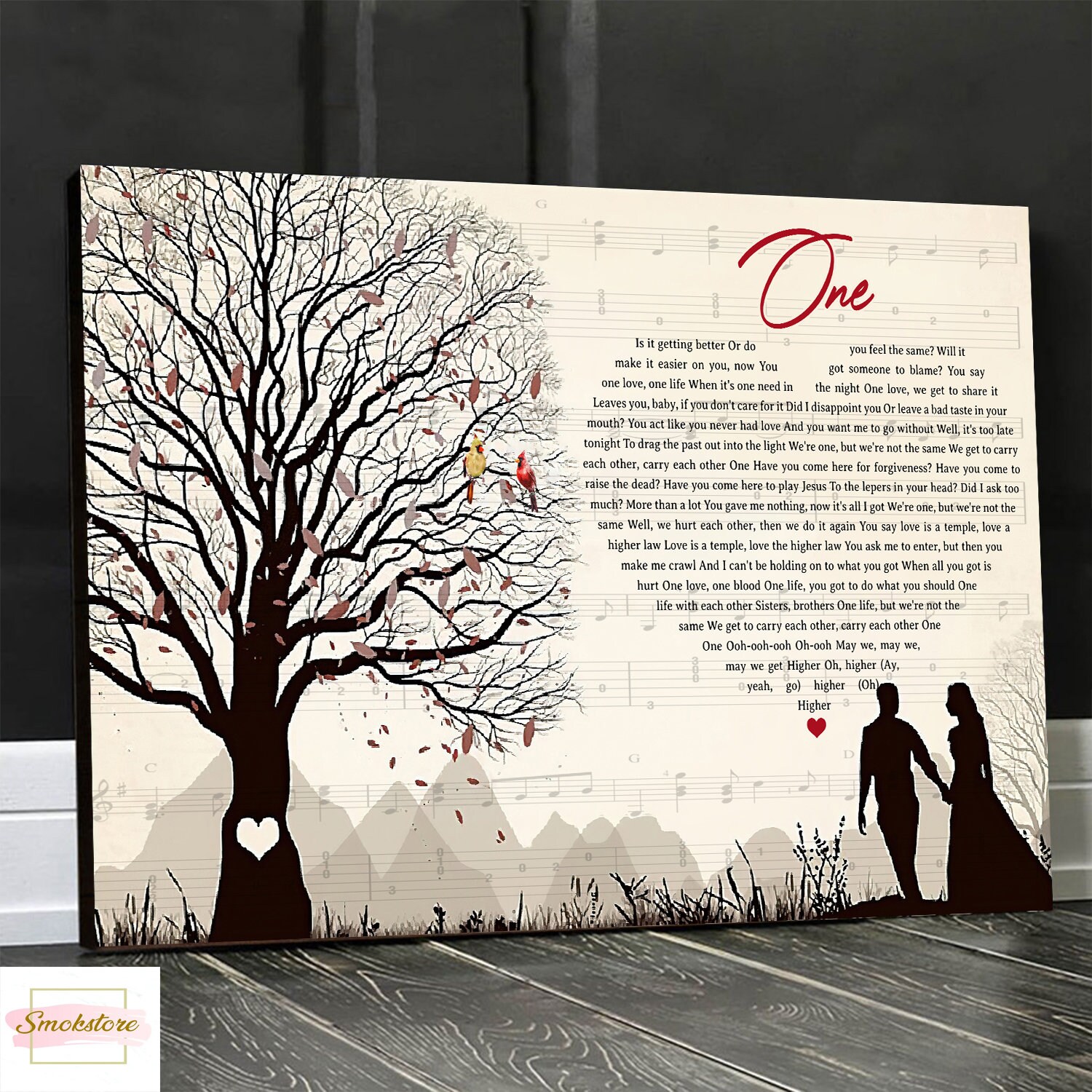 Wall Décor One Lyrics Poster Adam Clayton Poster U2 One Art,Wall Art ...