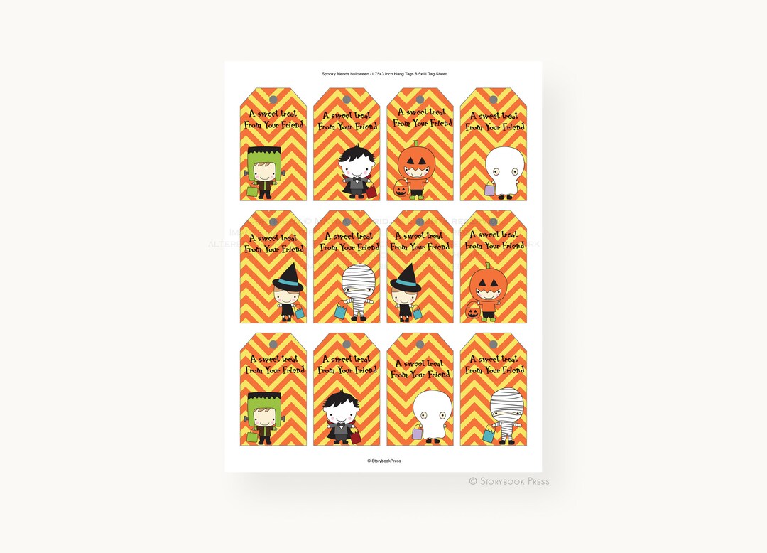 Spooky Friends Halloween Tags Instant Download - Etsy