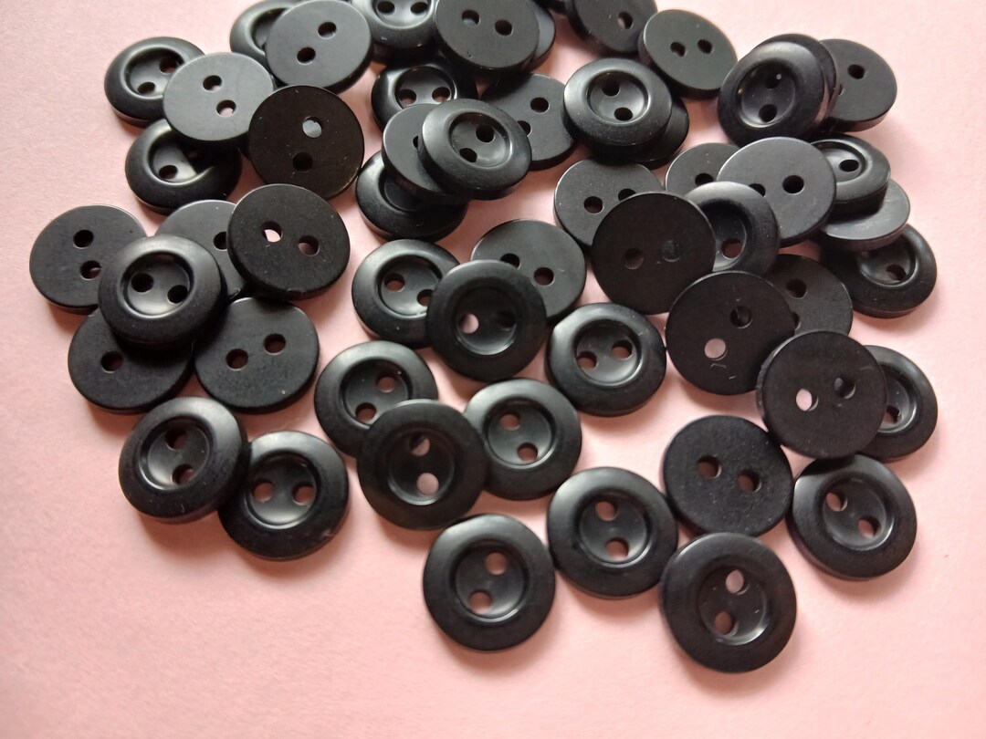 50 Little Black Sewing Buttons 7/16th Inch JCP - Etsy