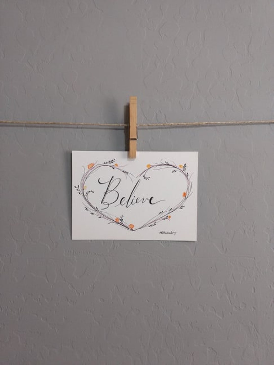 Believe - Original Ink and Watercolor Painting Drawing - Calligraphy ...