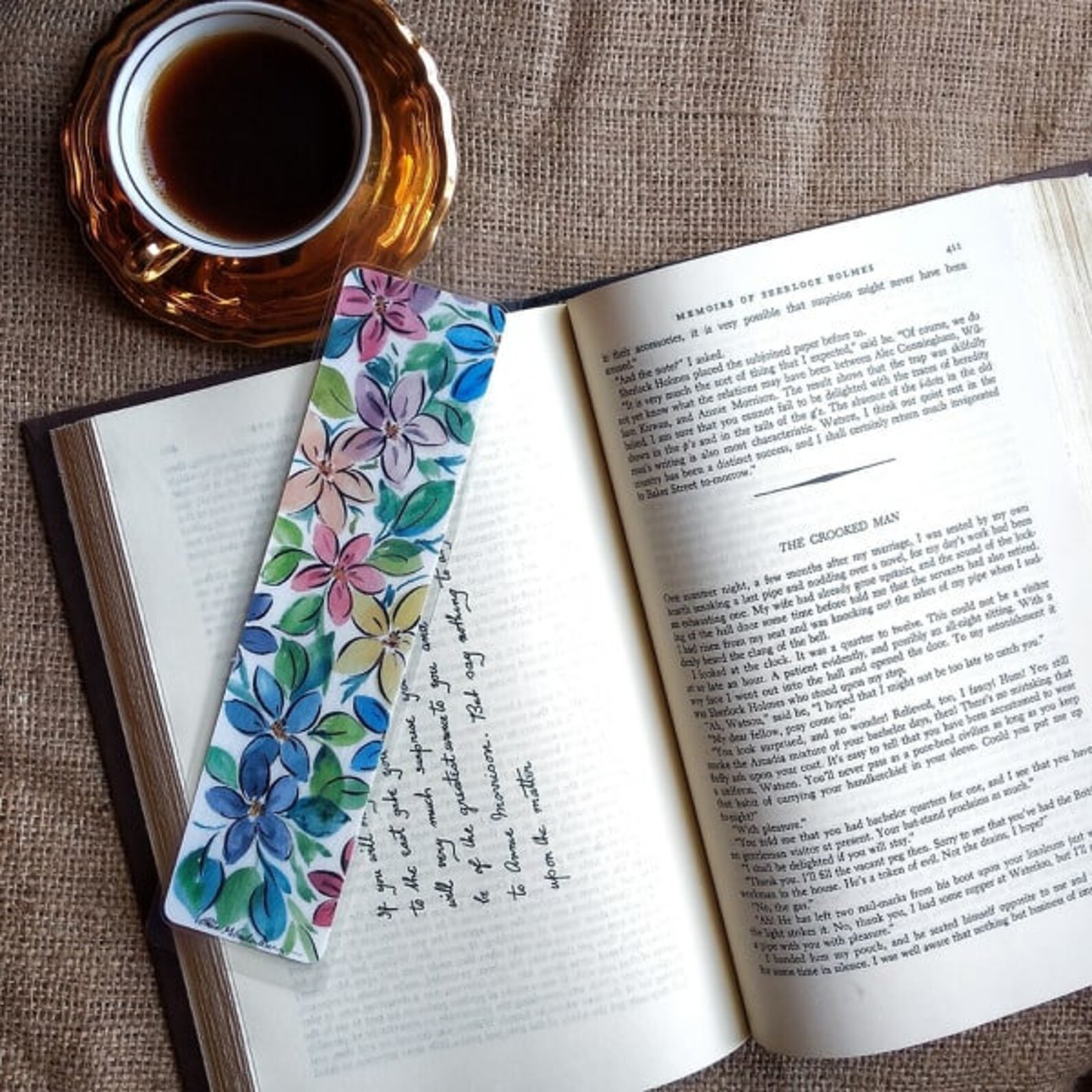 Floral Bookmark Abstract Flowers Laminated Reproduction - Etsy