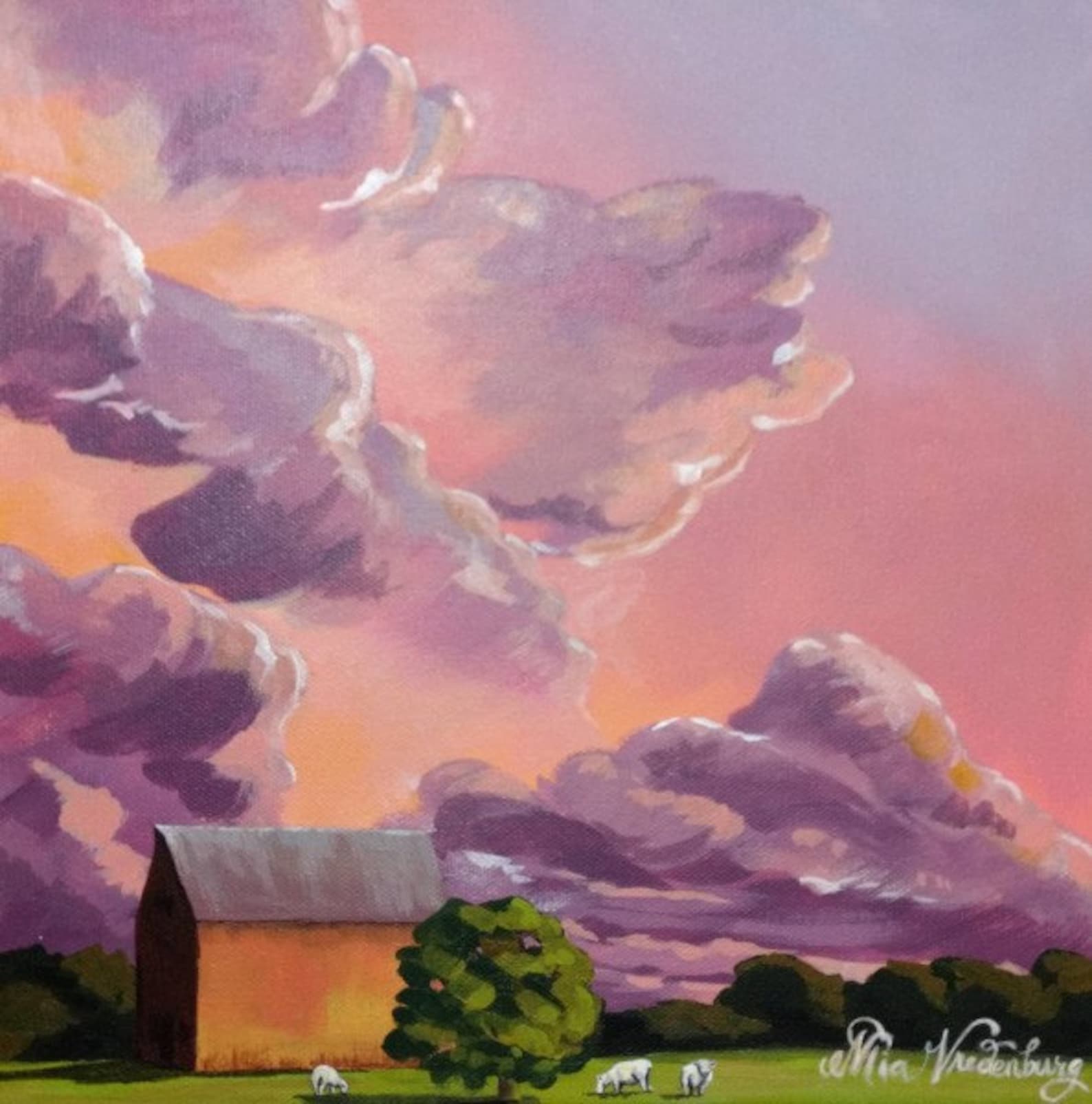 Perfect Day Rustic Farm Ranch Art Farmhouse Decor Sheep Barn Sunset ...