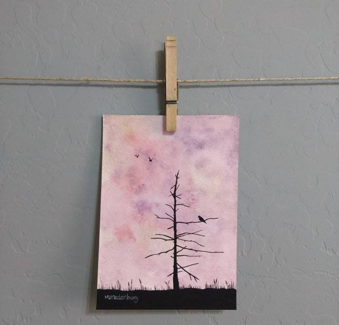 Still Standing - Silhouette Tree and Bird Landscape - Original ...