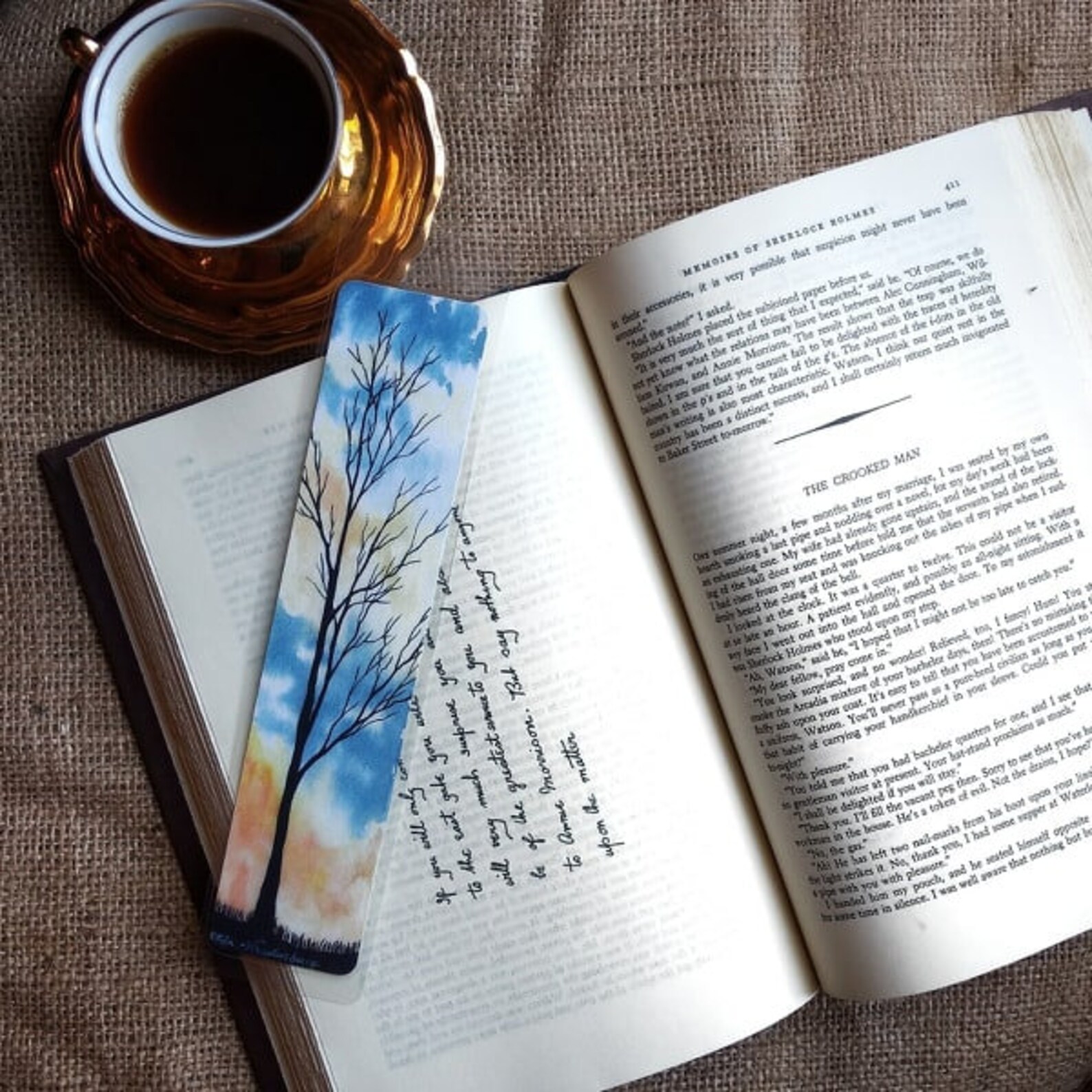 Tree Bookmark - Silhouette Tree Sunset Watercolor - Reproduction Print ...