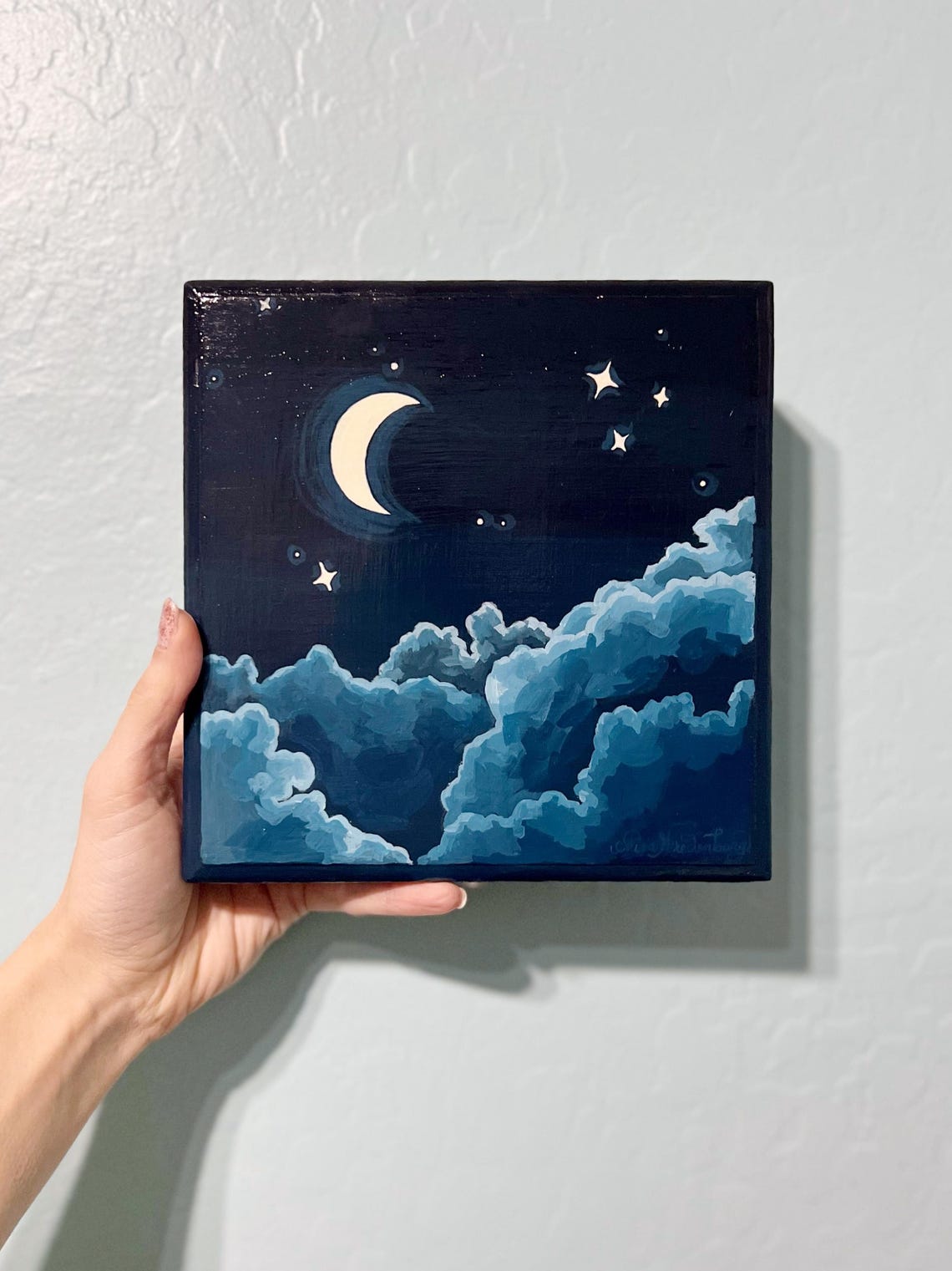 Midnight Secrets Box - Moon and Stars Moonscape Cloudy Night Keepsake ...
