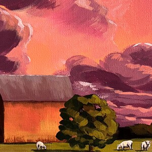 Perfect Day - Rustic Farm Ranch Art Farmhouse Decor Sheep Barn Sunset ...