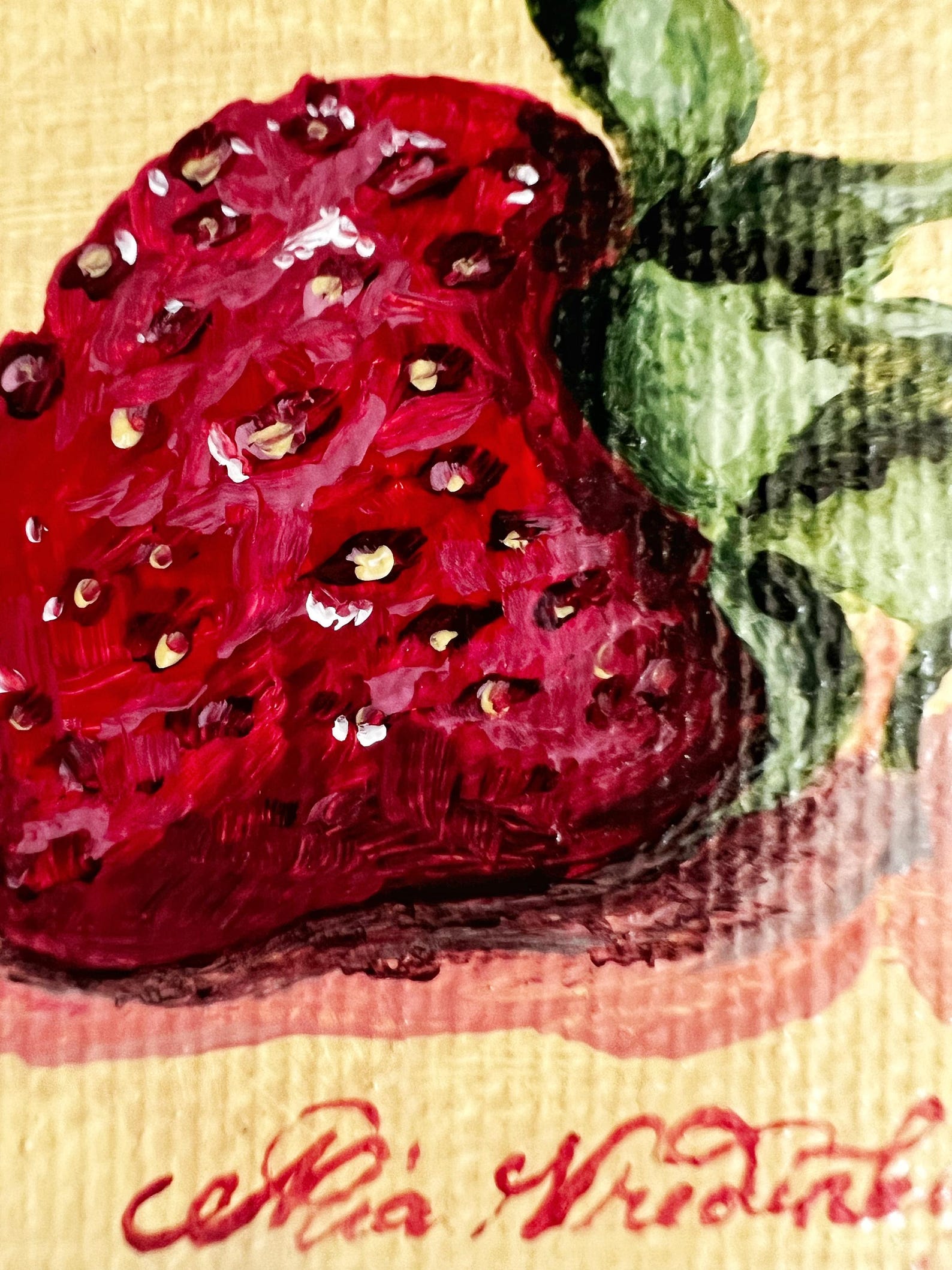 Strawberry - Still Life Kitchen Art Tiny Home Decor Dollhouse ...