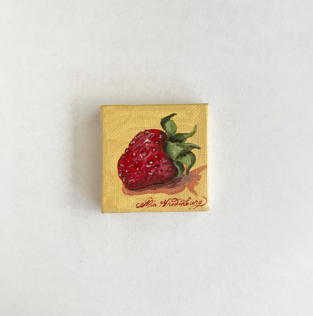 Strawberry - Still Life Kitchen Art Tiny Home Decor Dollhouse ...