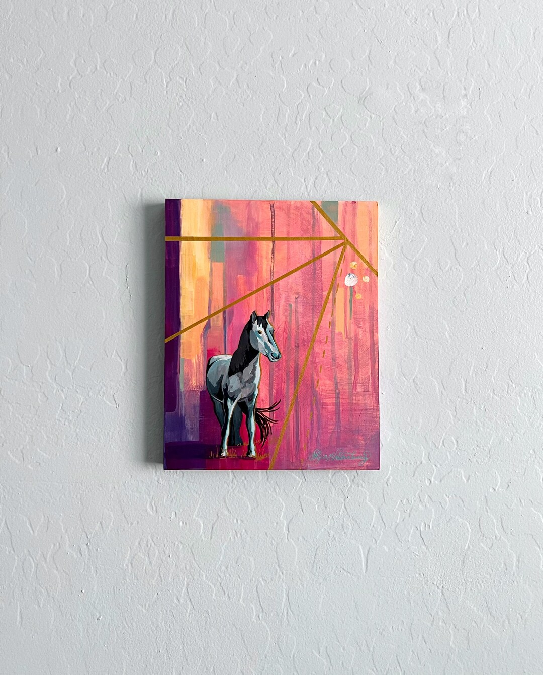 Golden Aura - Wild Pony Horse Abstract Art Home Decor Wall Art Western ...