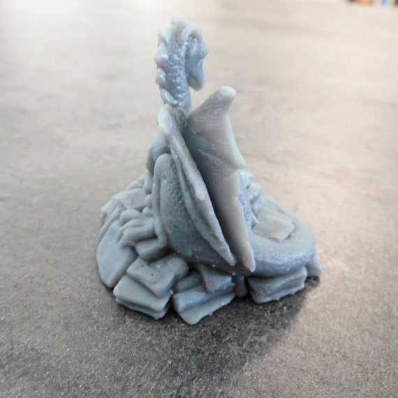 Bookworm Miniature Dragon on Pile of Books Unpainted Plastic Role ...