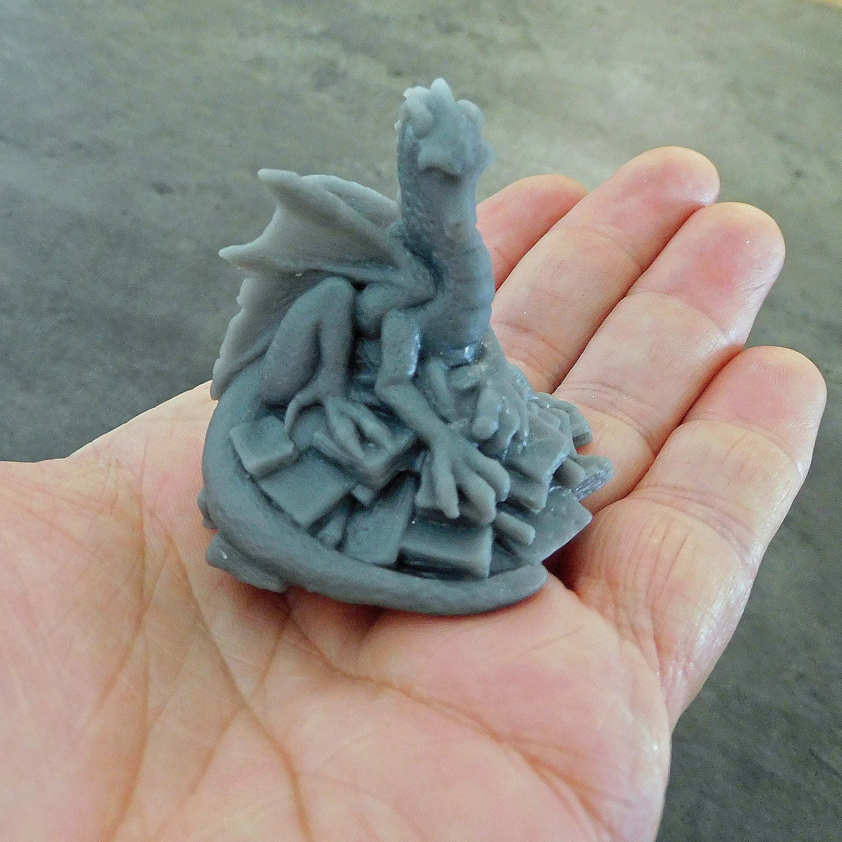 Bookworm Miniature Dragon on Pile of Books Unpainted Plastic Role ...