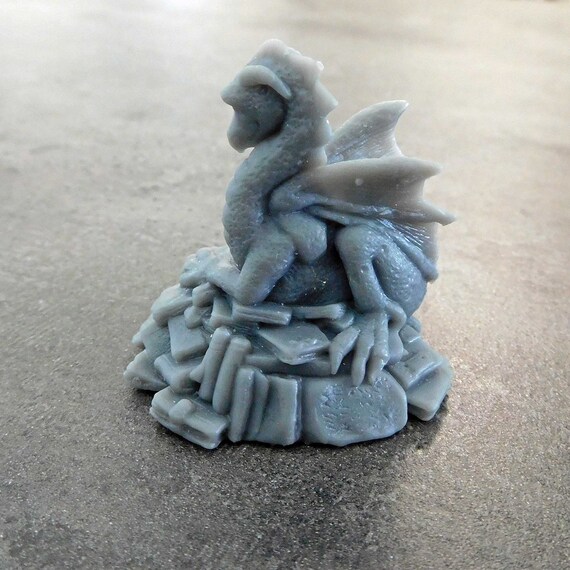 Bookworm Miniature Dragon on Pile of Books Unpainted Plastic Role ...