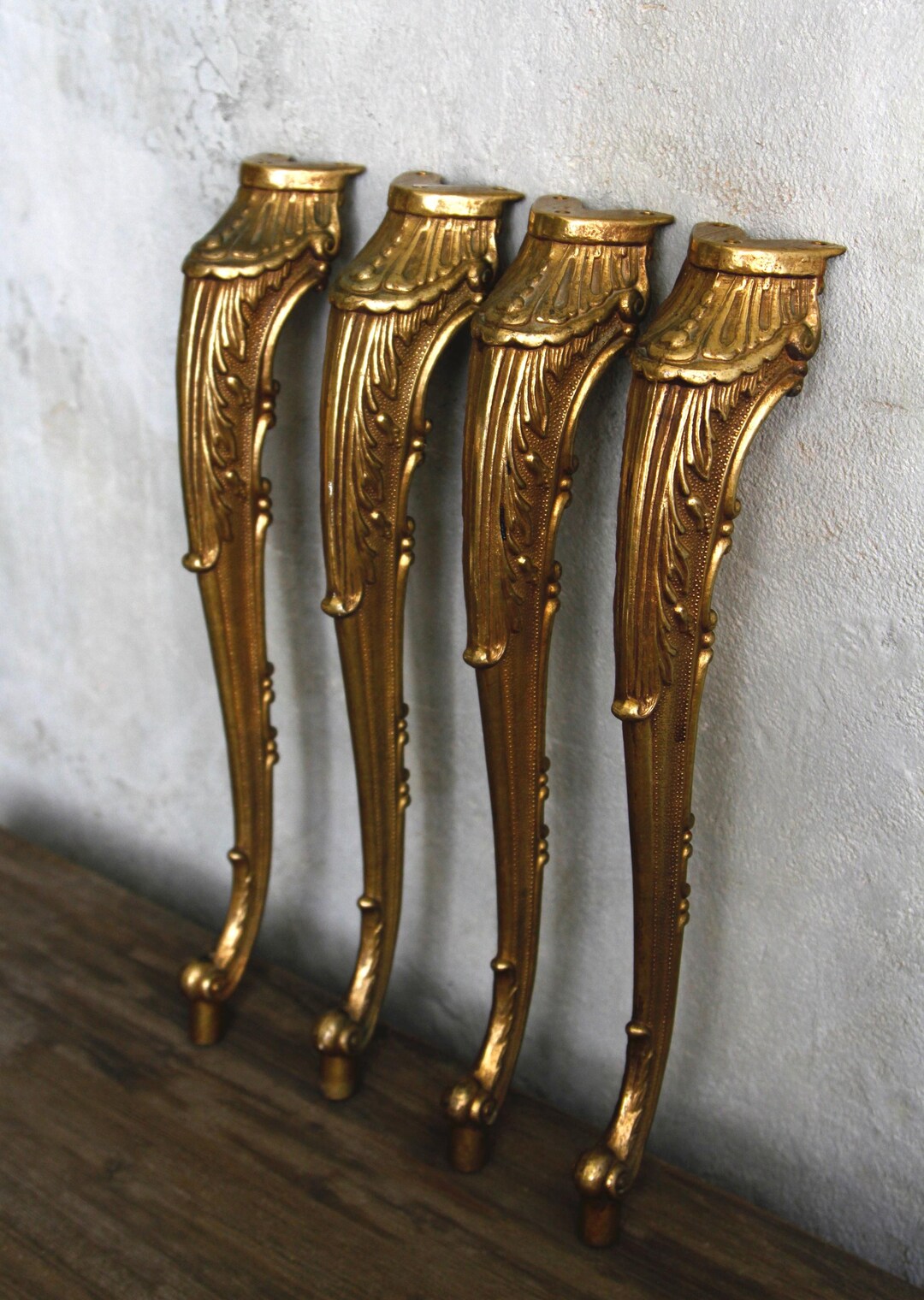 Antique Brass Table Legs, Set of 4 Table Legs, Ornate Table Legs ...