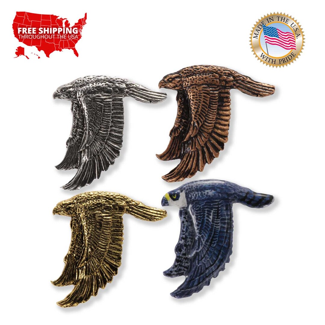 Creative Pewter Designs Peregrine Falcon Flying Bird Pewter Lapel Pin ...