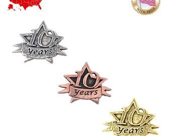 10 Years of Service Lapel Pins CC608 Employee and Volunteer - Etsy
